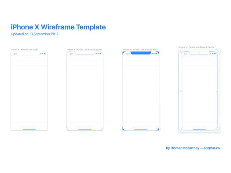 iPhone X Wireframe Template with Guides - Xd File