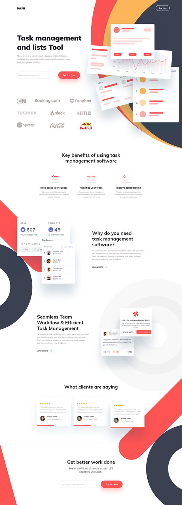 Task Management Webapp Landing Page XD Template - Xd File