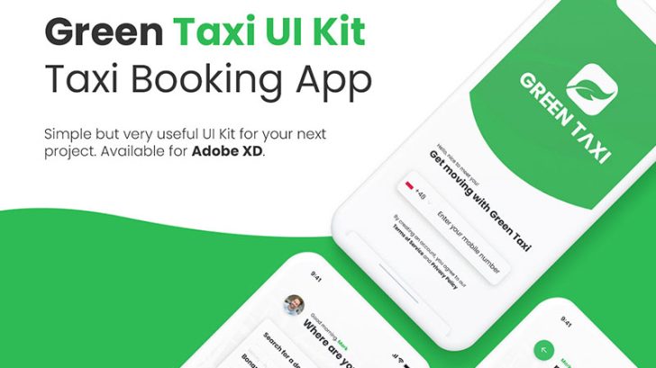 Taxi Service Free XD UI kit - Xd File