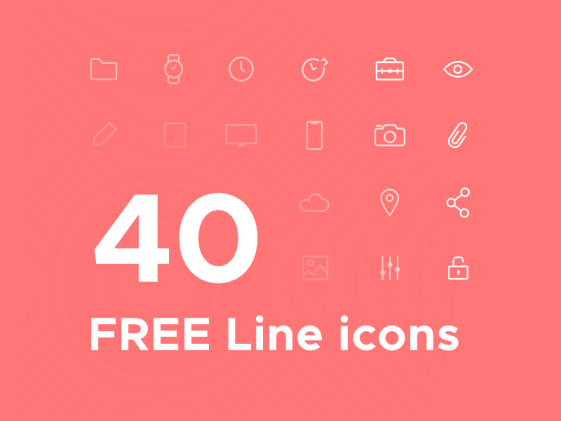 40 Line Icons Set Freebie - Xd File
