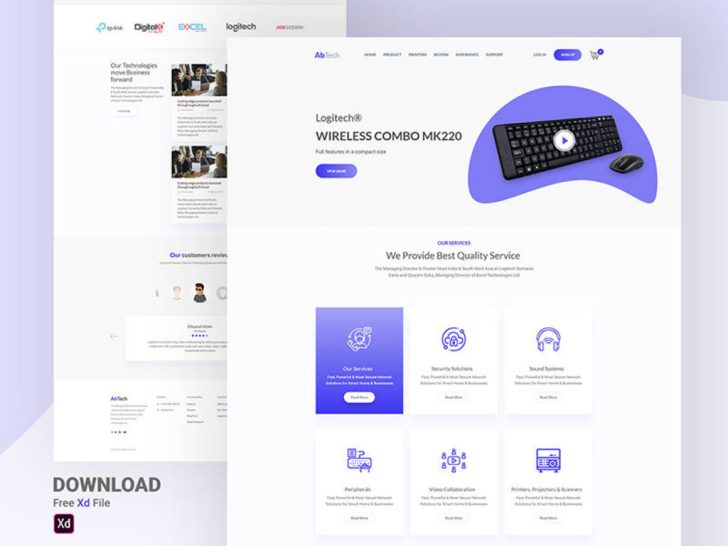 Free Tech Product Home Page Xd Template - Xd File