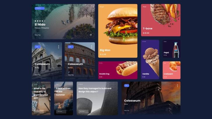 Free cards UI kit for Adobe XD - Xd File