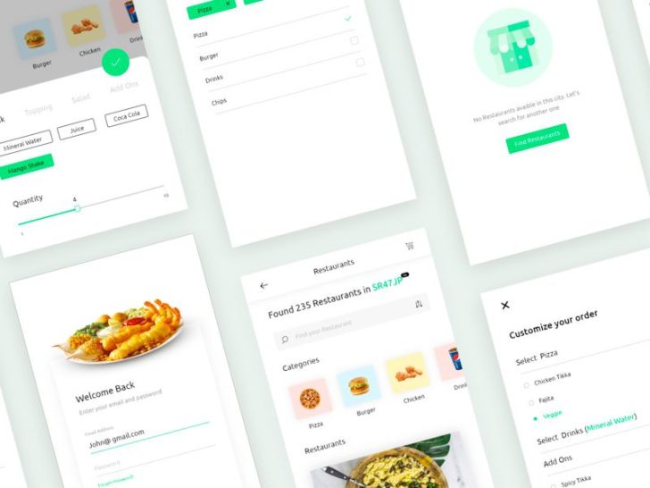 Free Restaurant Finder App - UI Design Template - Xd File