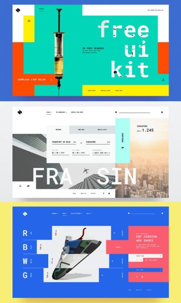 Free 20 Headers UI Kit Sketch Templates - Xd File
