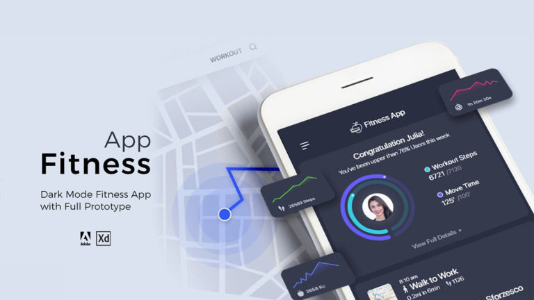 Free Fitness app mobile XD template - Xd File