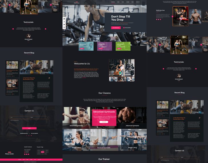 Free Best Fitness Website Xd Template s - Xd File
