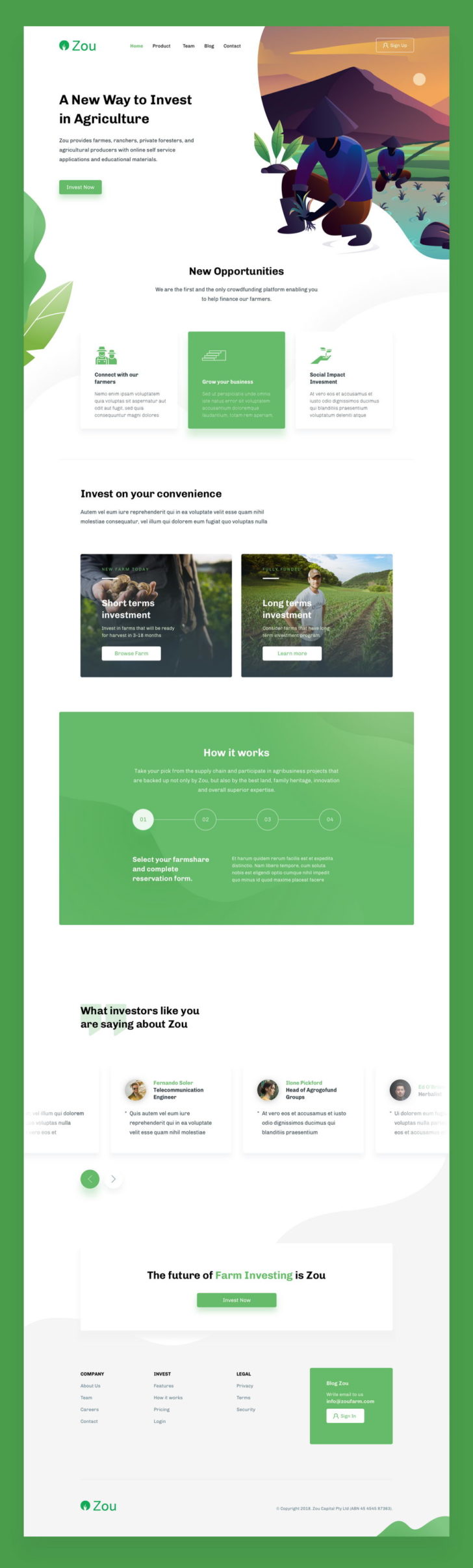 Free Farm Website Template Sketch - Xd File