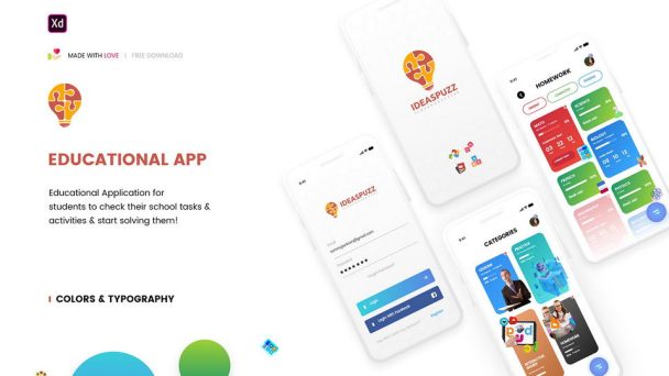 Free Educational App XD Template - Free Xd File