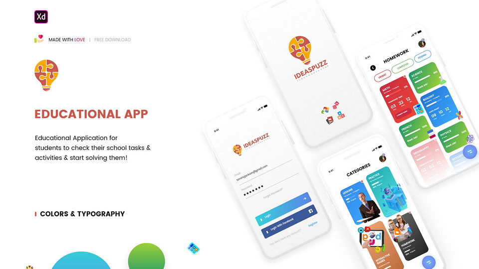 Free Educational App XD Template - Free Xd File