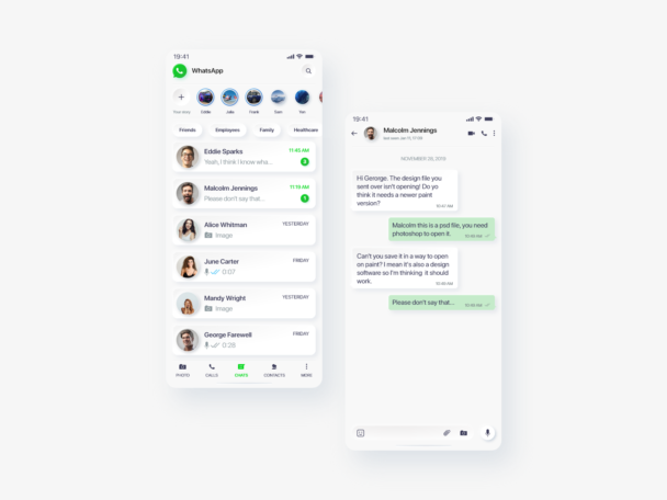 Free Neomorphic Whatsapp Redesign XD Template - Xd File