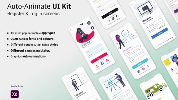 Free Auto Animate XD UI Kit - Free Adobe Xd File