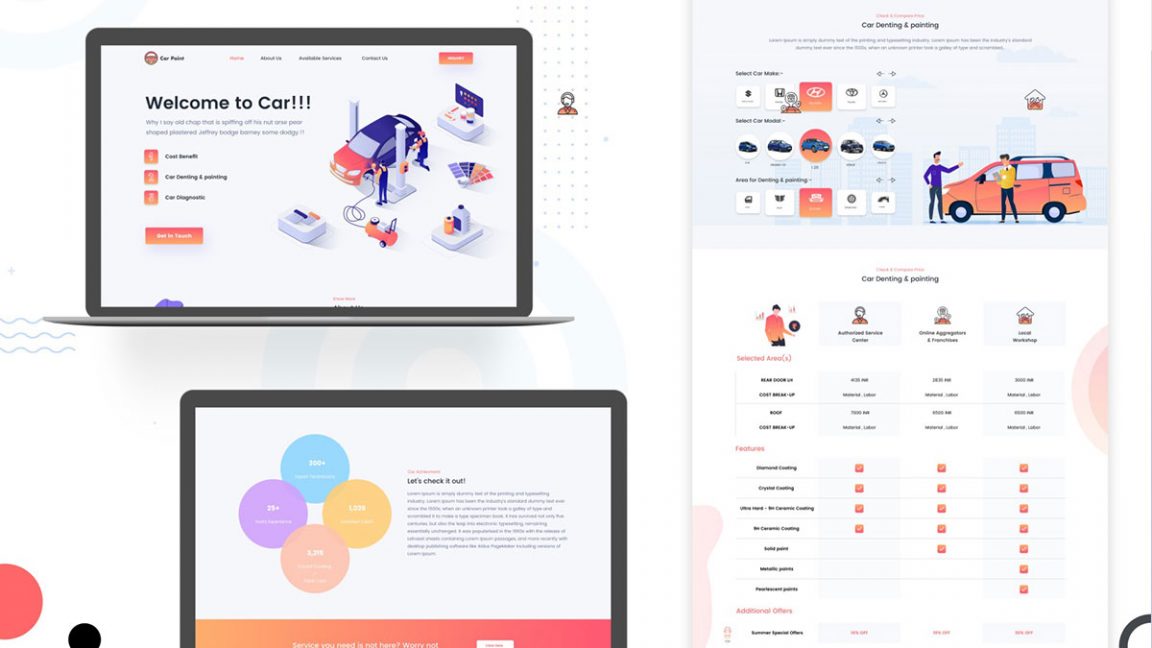 Car Painting Services Web UI Design - Xd File