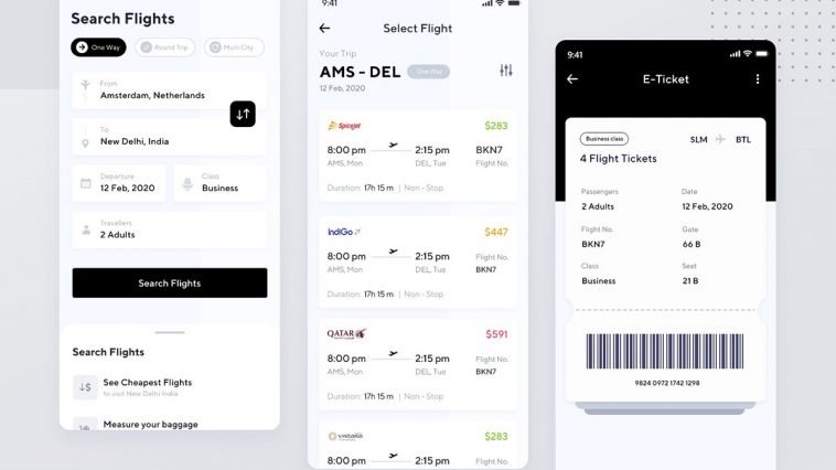 Free E Ticket Booking App XD UI Kits - Free Adobe Xd File