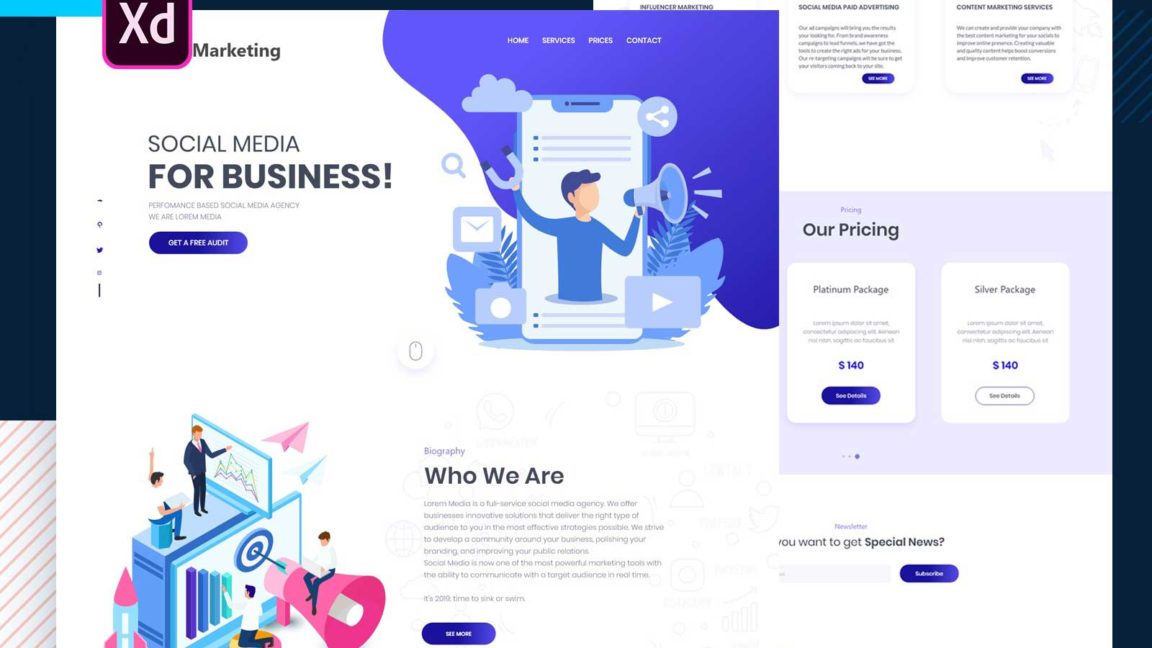 Adobe Xd Website Template and Landing Pages - Xd File