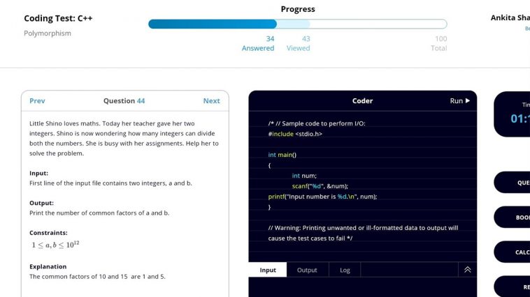 Coding Test Page for Online Education Website - Xd File