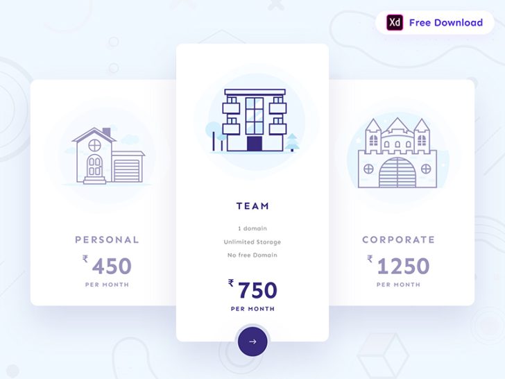 Free Pricing Plan UI Design Template - Free Adobe Xd File