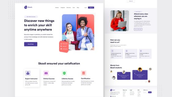 Free Education App UI Kit XD Template - Xd File