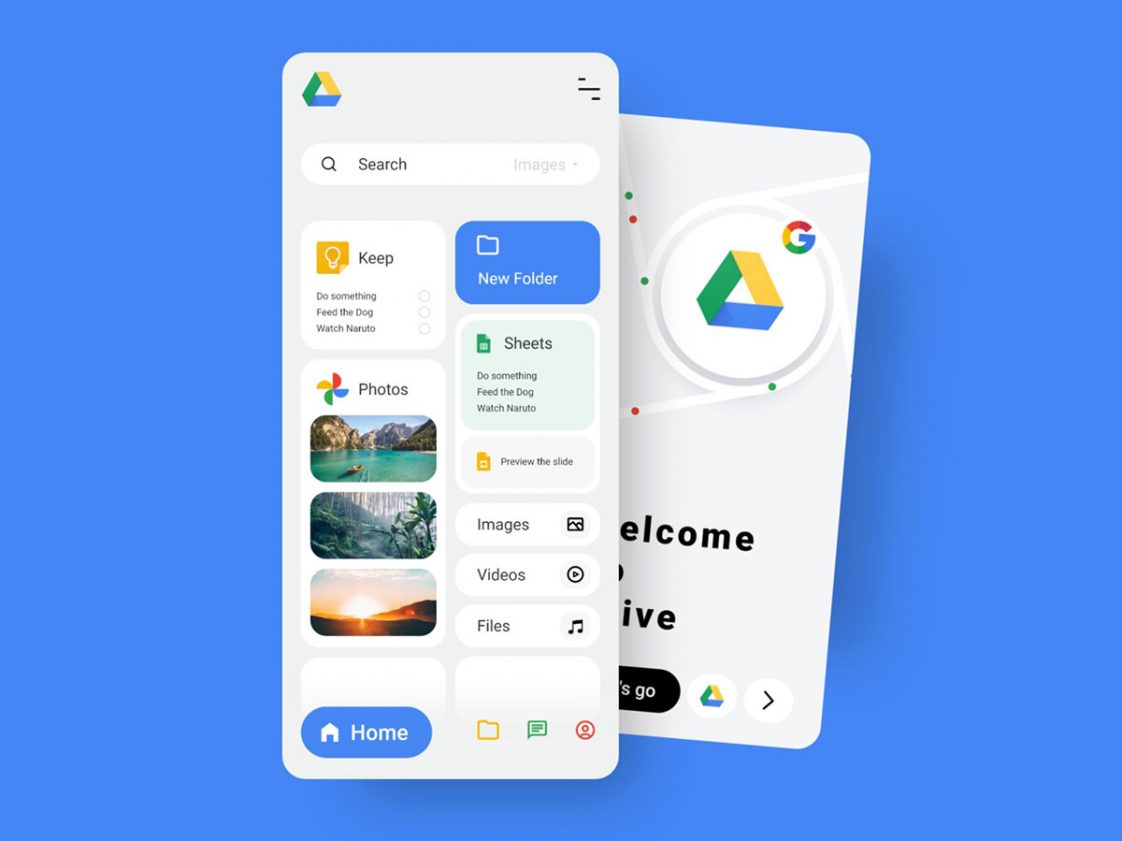 Free Google Drive XD Simple Redesign Concept - Free Adobe Xd File