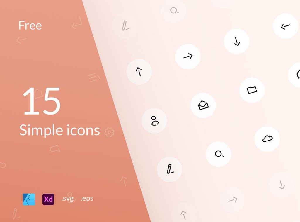 Modern 15 Simple Adobe Xd Icons set - Xd File
