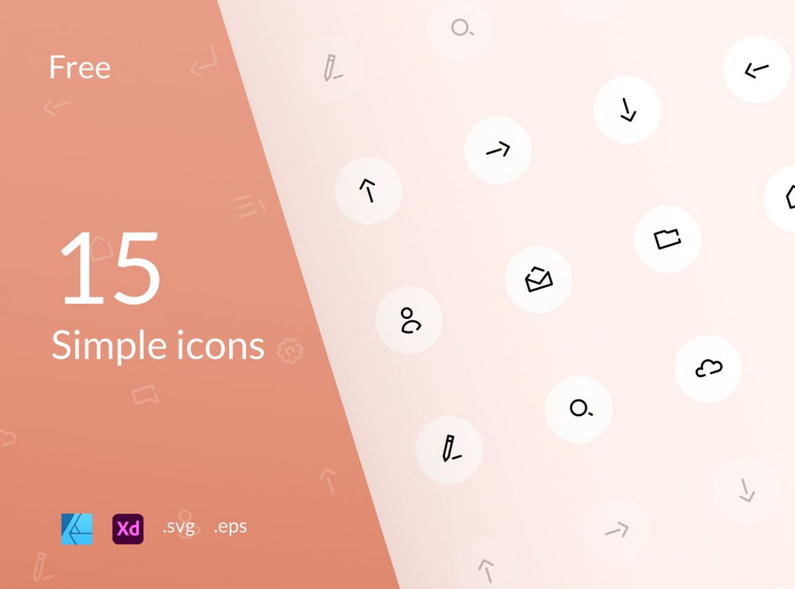 Modern 15 Simple Adobe Xd Icons set - Xd File
