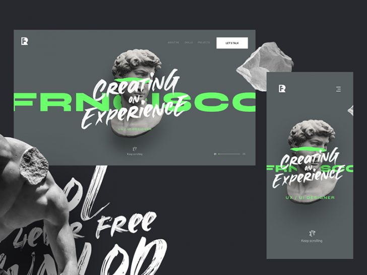 Free Interactive UI Portfolio XD Template - Xd File