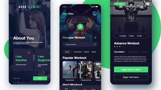 Free Fitness/Workout Free App UI Kit - Xd File