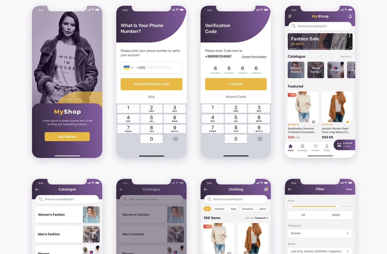 Free eCommerce App Template XD - Free Xd File