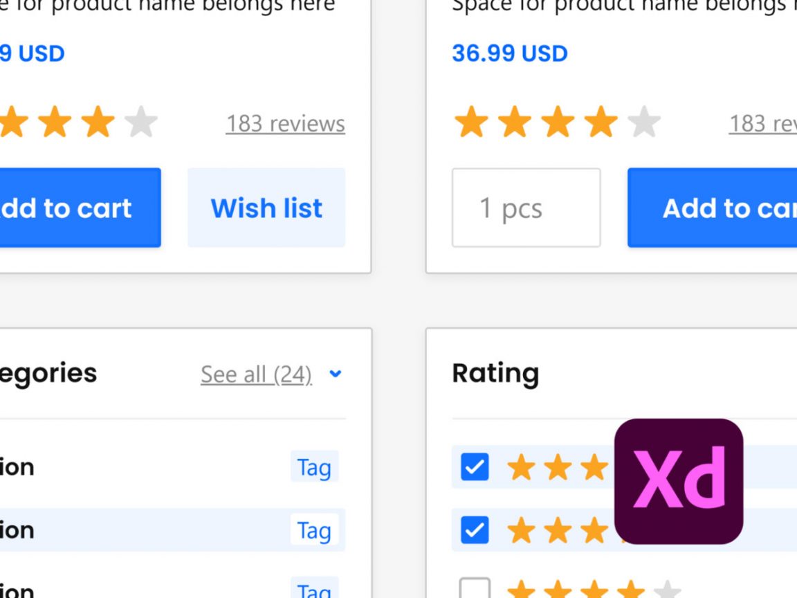 Free eCommerce Starter XD Kit - Xd File