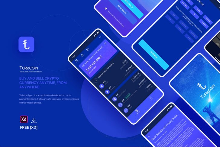 Turkcoin Crypto XD App Template - Xd File | Free Adobe Xd Resource