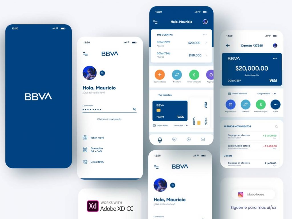 BBVA Adobe XD Free Banking App Template - Xd File
