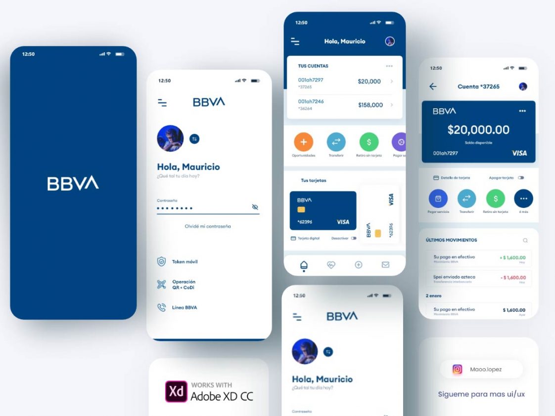 BBVA Adobe XD Free Banking App Template - Xd File
