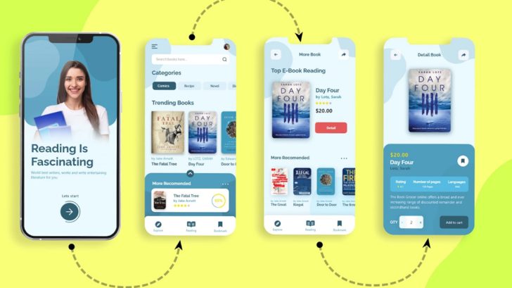 Free Book App Mobile Animation Adobe XD Template - Xd File