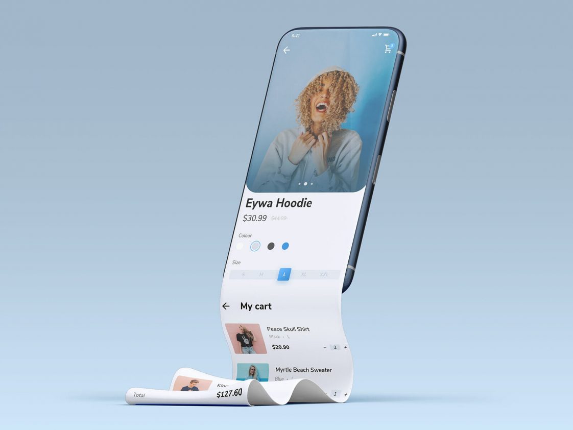 Free Long Scroll App Screen Mobile Mockup 3 PSD Set - Xd File