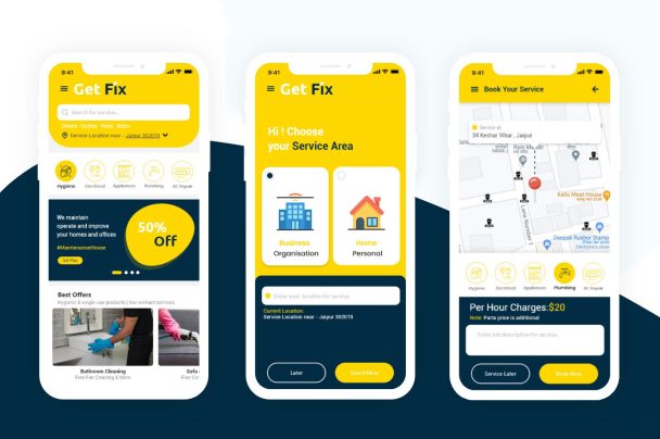 Free Cleaning Service Maintenance App XD Template - Xd File