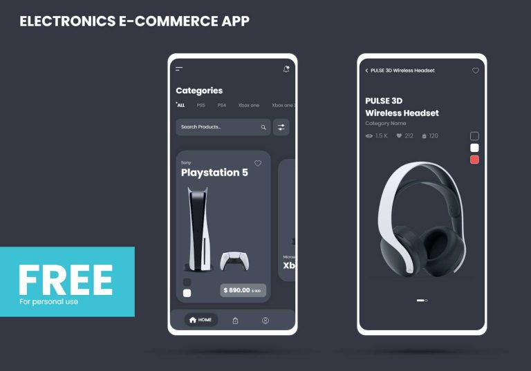 Free Electronics eCommerce XD App Template - Free Xd File