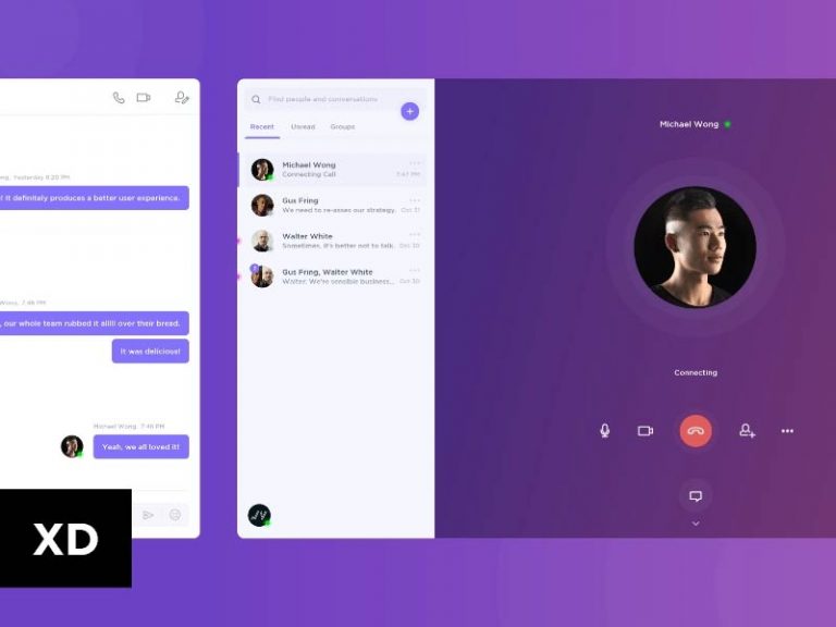 Free Direct Messaging Desktop App XD Template - Free Adobe Xd File