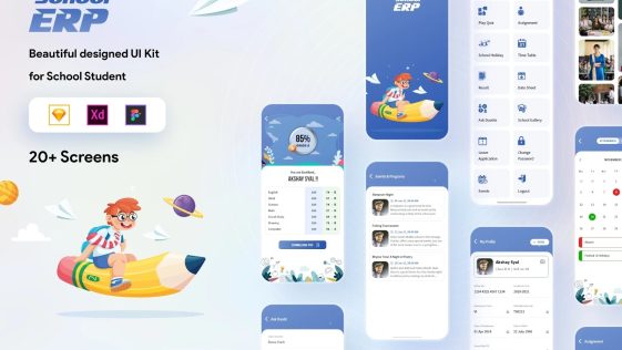 Free Education App UI Kit XD Template - Xd File