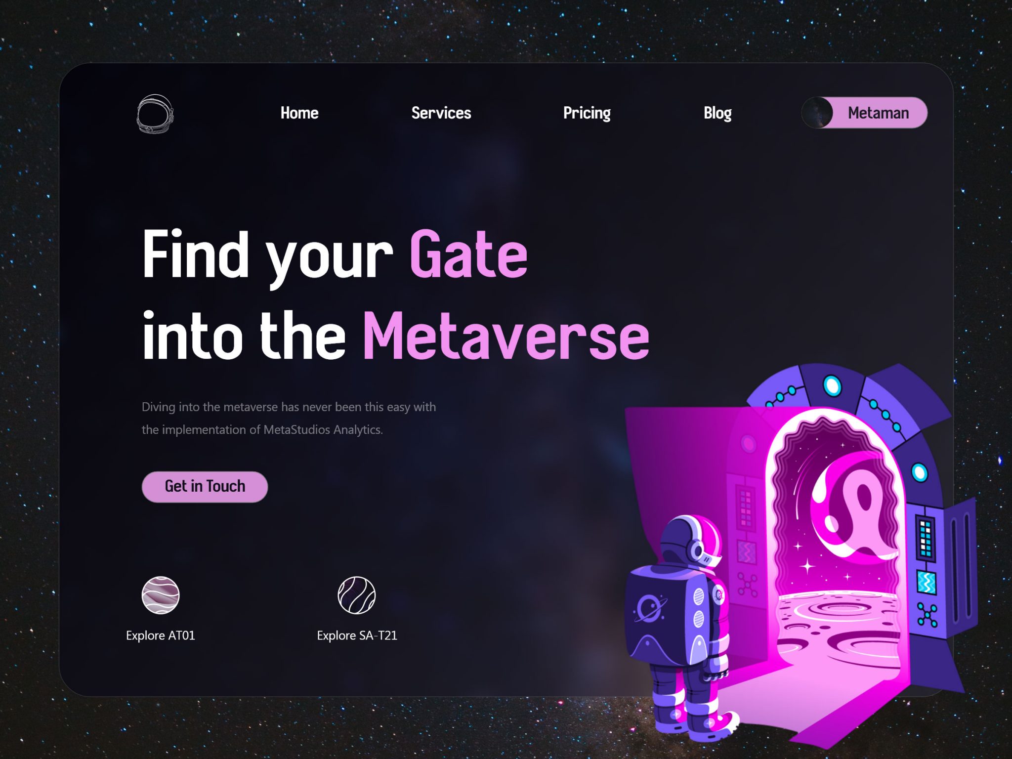 Free NFT Metaverse Analytics Landing Page XD Template Metastudio Xd 