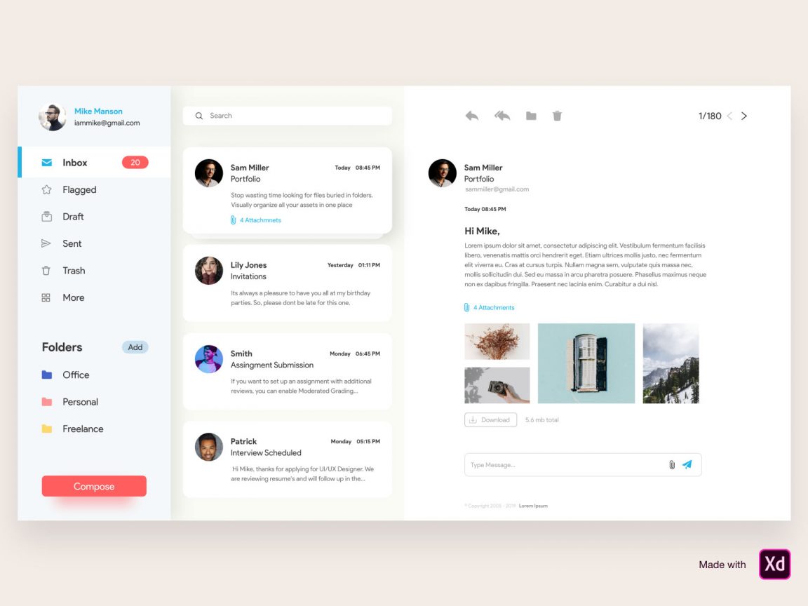 Free Adobe XD Mailbox Template - Xd File