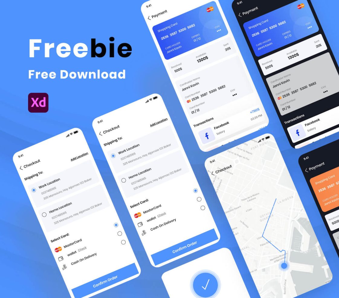 Free Adobe XD Mobile Payment And Checkout Screens Template - Xd File