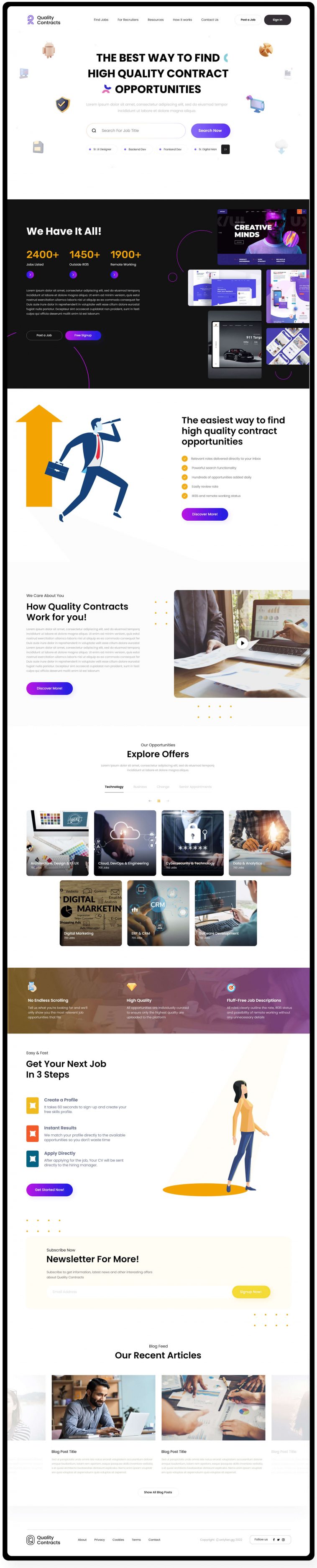 Contracting Company Landing Page Template - Xd File