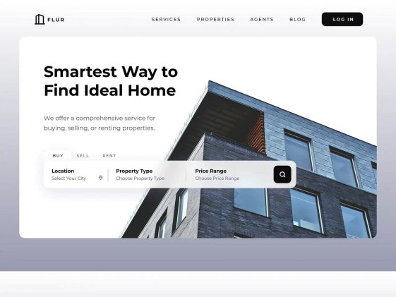 Free Real Estate Property Search Website (FLUR) Figma Template - Xd File