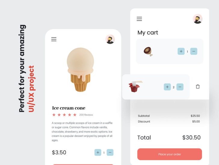 Free 3D Food Icons Pack – Figma UI Kit Download - Xd File