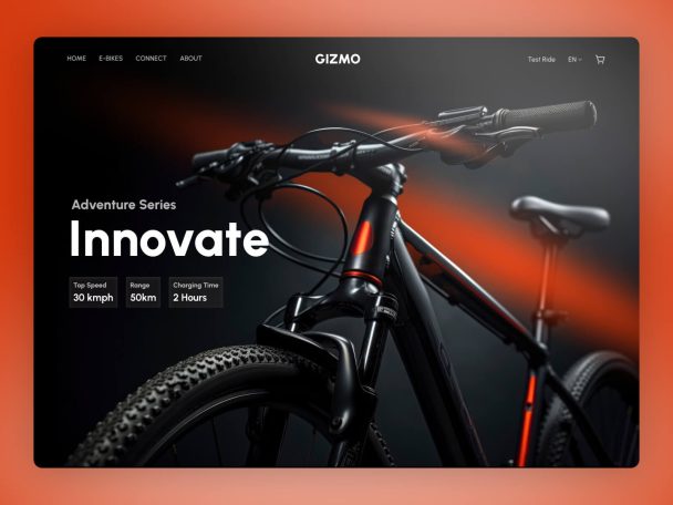 Bike Product Landing Page Figma Template – Gizmo - Xd File