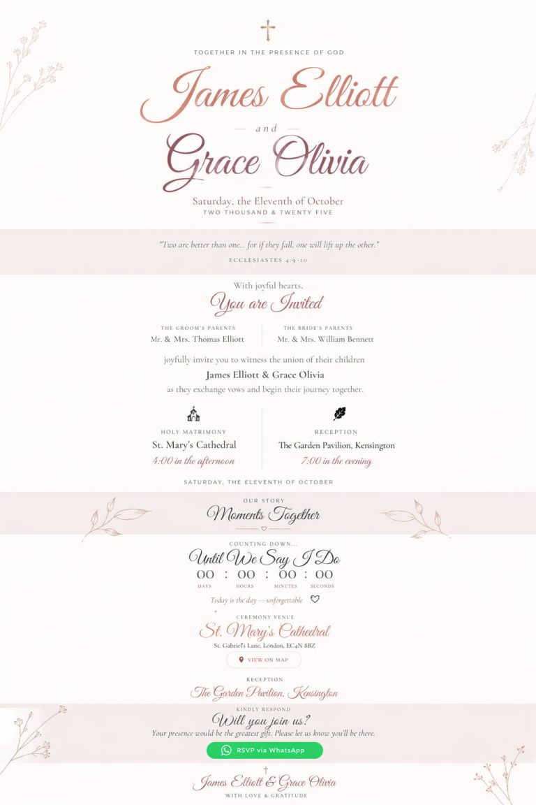 Free Christians Digital Wedding Card Template HTML - Ready to use ...